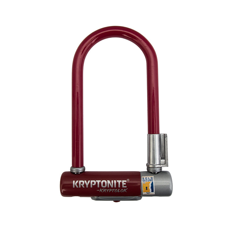 Kryptonite Krypto Series 2 Mini-7 U-Lock - 3.25 x 7" Keyed Maroon Incl